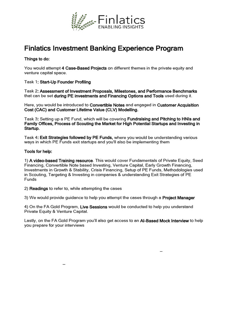 Finlatics Investment Banking Experience Program: Fincrux Technologies ...