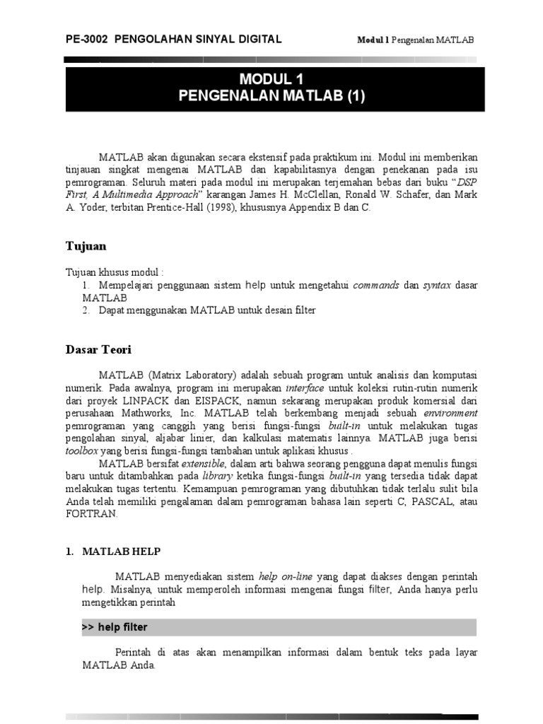 Modul - 1 Matlab 1 | PDF