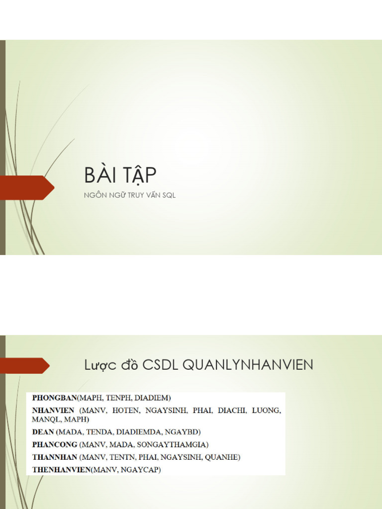 Bai Tap Truy Van SQL 1,2 | PDF