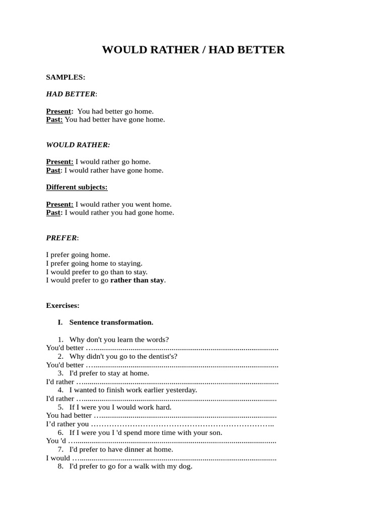 Would Rather Had Better Structures and Tasks | PDF