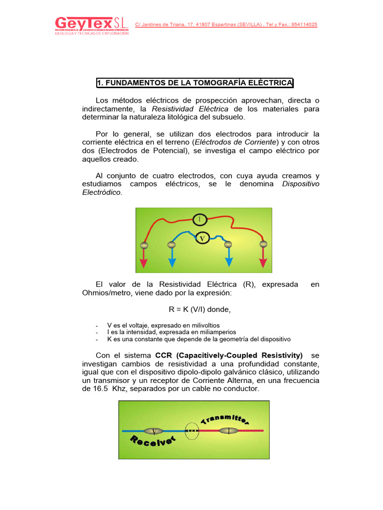 Metodo Tomografia Electrica CCR | PDF | Corriente eléctrica | Resistividad Eléctrica y Conductividad