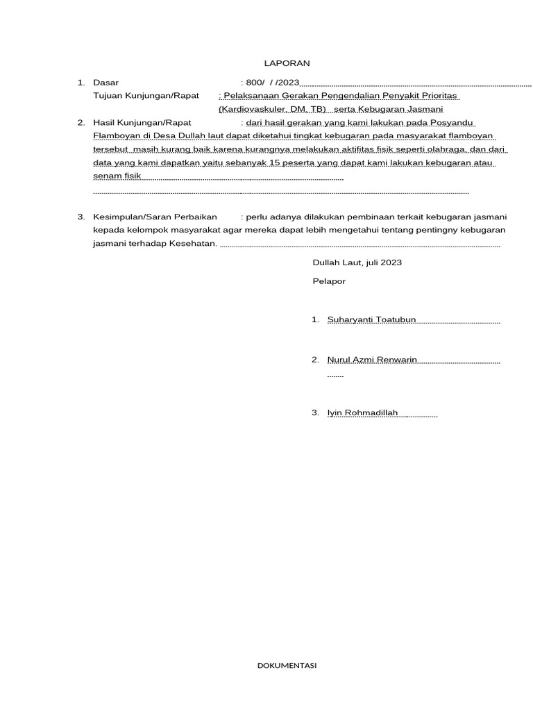 LAPORAN Kebugaran Juli 2023 | PDF