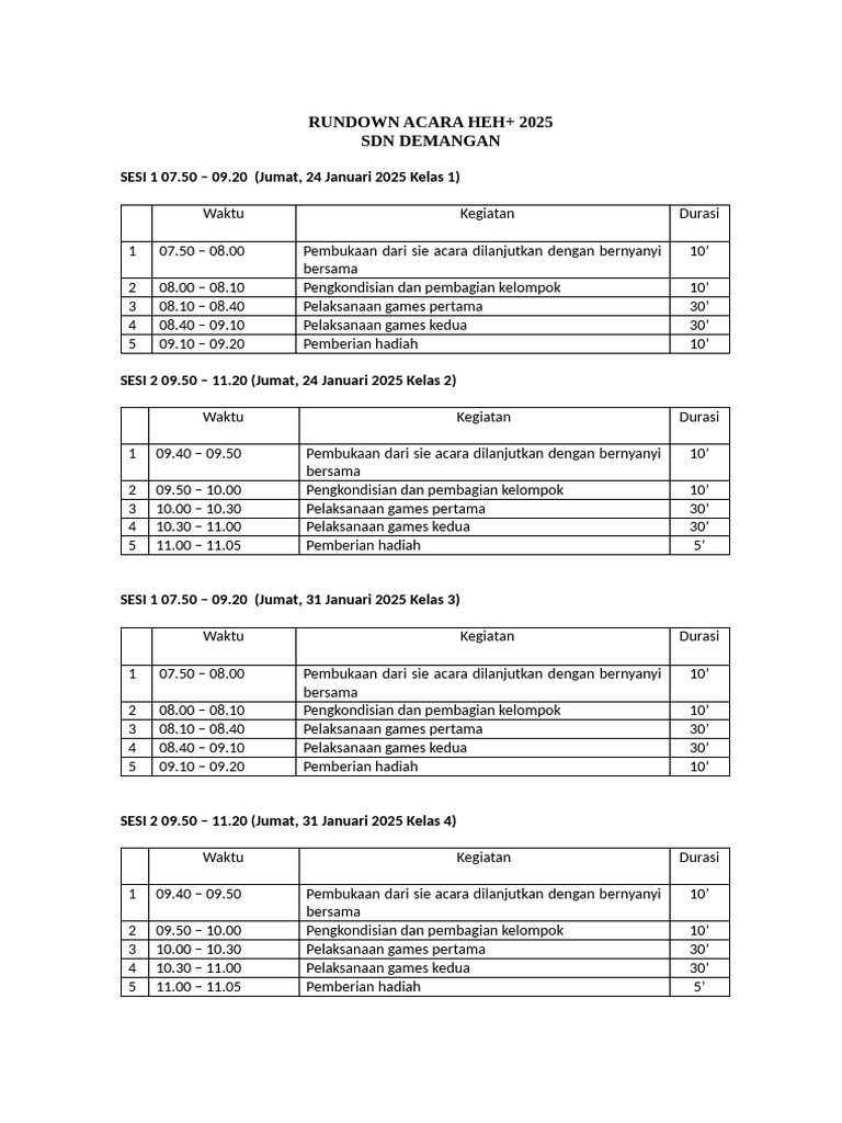 Rundown Acara Heh+ Revisi | PDF
