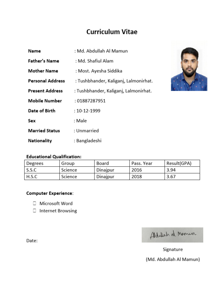Curriculum Vitae - Docx Mamun | PDF