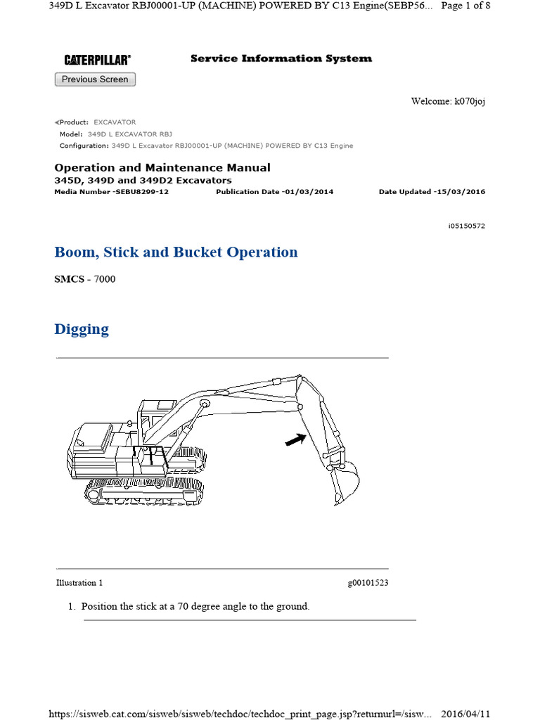Excavator Boom Stick and Bucket Operation | PDF | Equipment ...