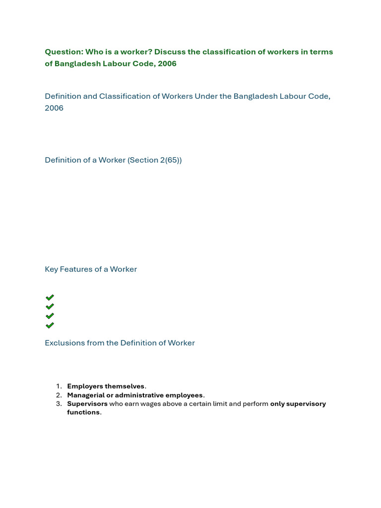 Definition and Classification of Workers | PDF | Employment | Labour Law