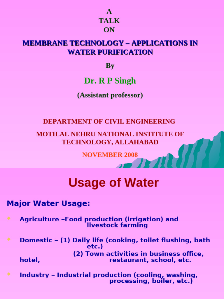 Presentation - Final - Membrane Technology | PDF | Membrane | Water Purification