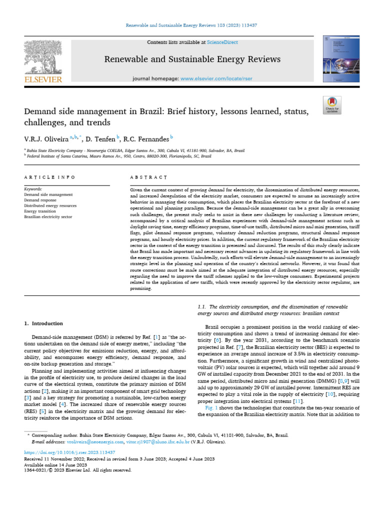Oliveira 2023 | PDF | Distributed Generation | Smart Grid