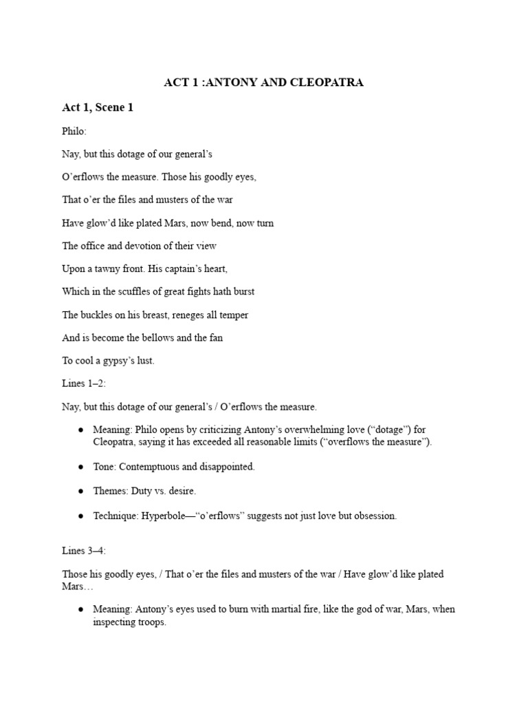 Act 1: Antony and Cleopatra | PDF | Mark Antony | Cleopatra