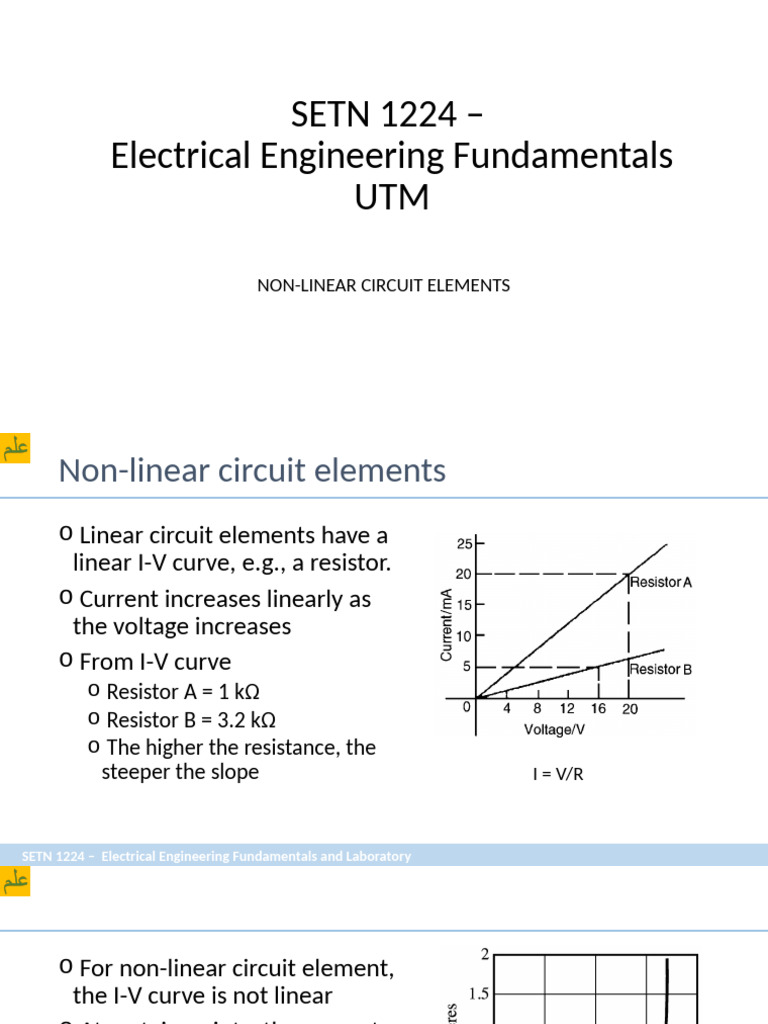 SETN 1224 - 2b Non-Linear Circuit Elements | PDF | Electrical Network ...