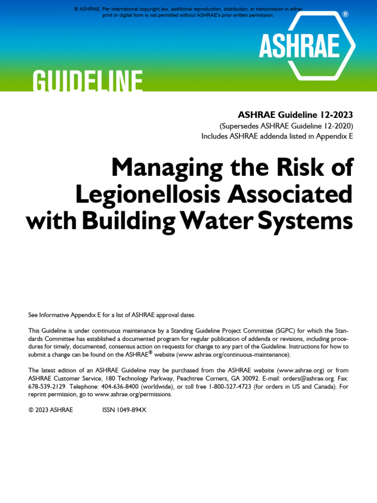 ASHRAE Guideline 12-2023 | PDF | Water | Biofilm