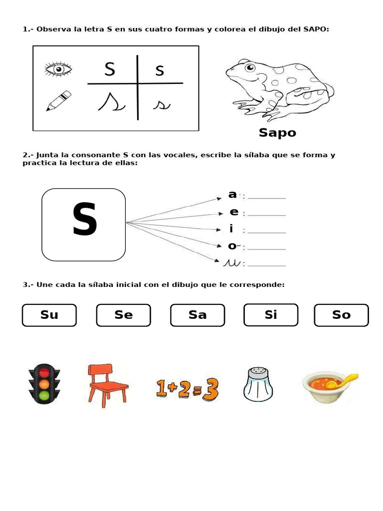 Actividades Didácticas con la Letra S | PDF