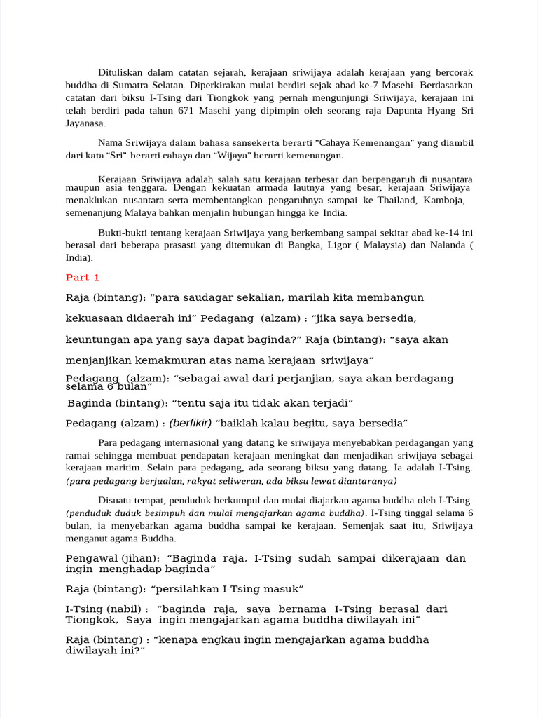 Sejarah Kerajaan Sriwijaya dan I-Tsing | PDF