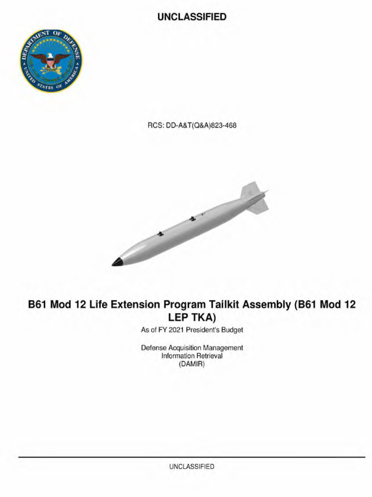 B61 Mod 12 Life Extension Program Tailkit Assembly (B61 Mod 12 LEP TKA) | PDF | Military Of The ...