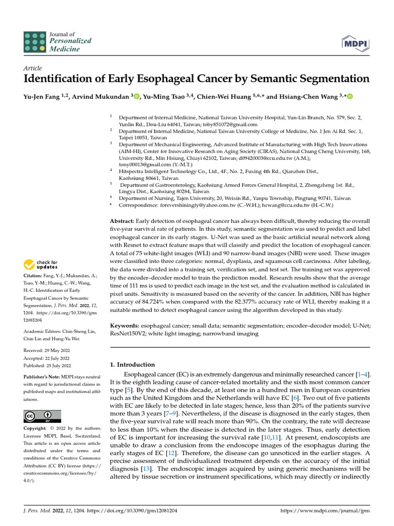 Identification of Early Esophageal CancerbySemanticSegmentation | PDF | Image Segmentation ...