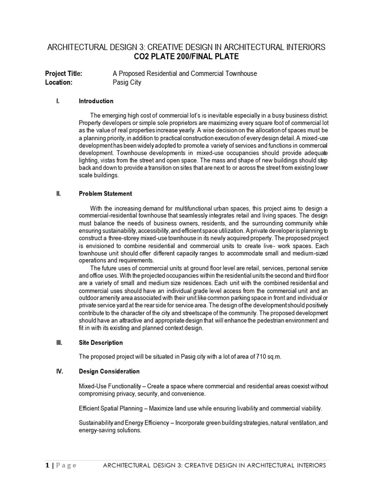 Mixed-Use Townhouse Design Proposal | PDF | Mixed Use Development | Design