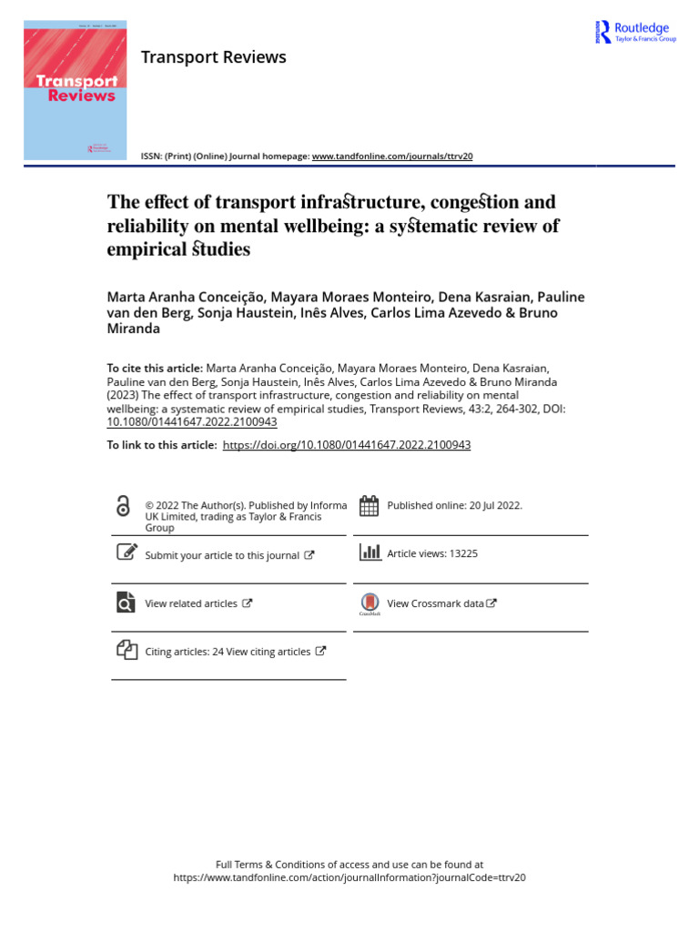 The effect of transport infrastructure congestion and reliability on mental wellbeing a ...