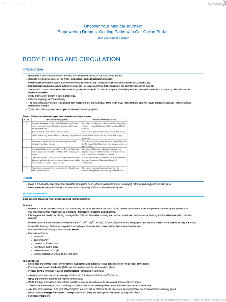 Body Fluids and Circulatory System Overview | PDF | Heart Valve | Heart