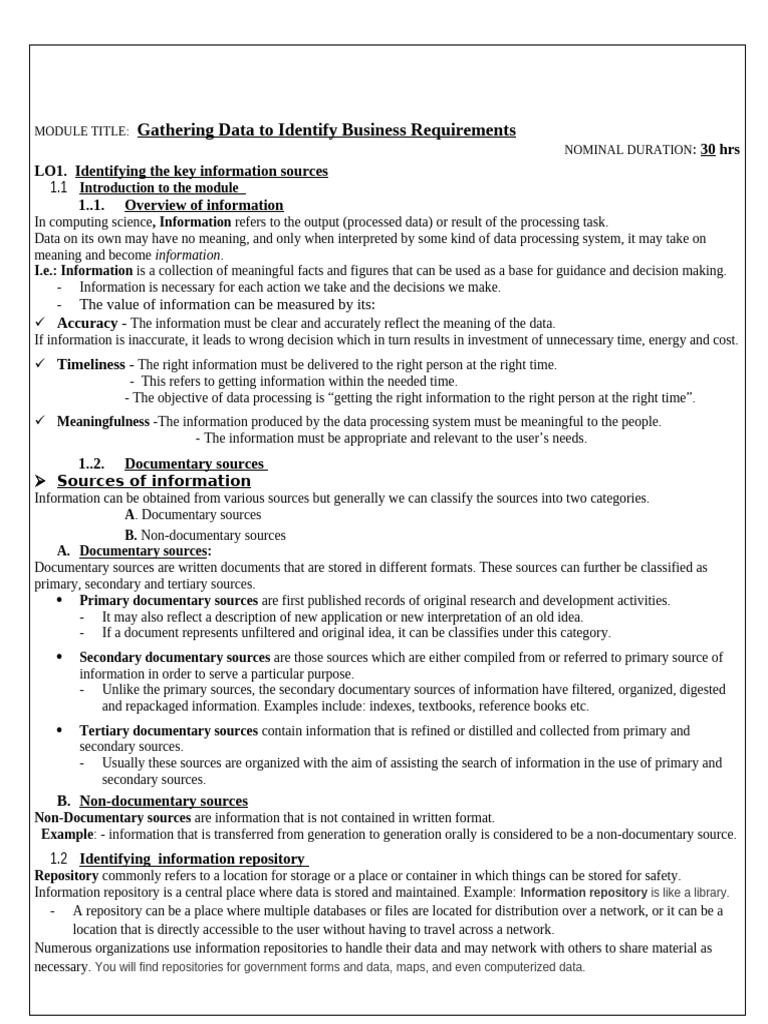 Gathering Data To Identify Business Requirements | PDF | Questionnaire ...