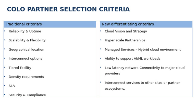Colo - Partner Selection Criteria | PDF
