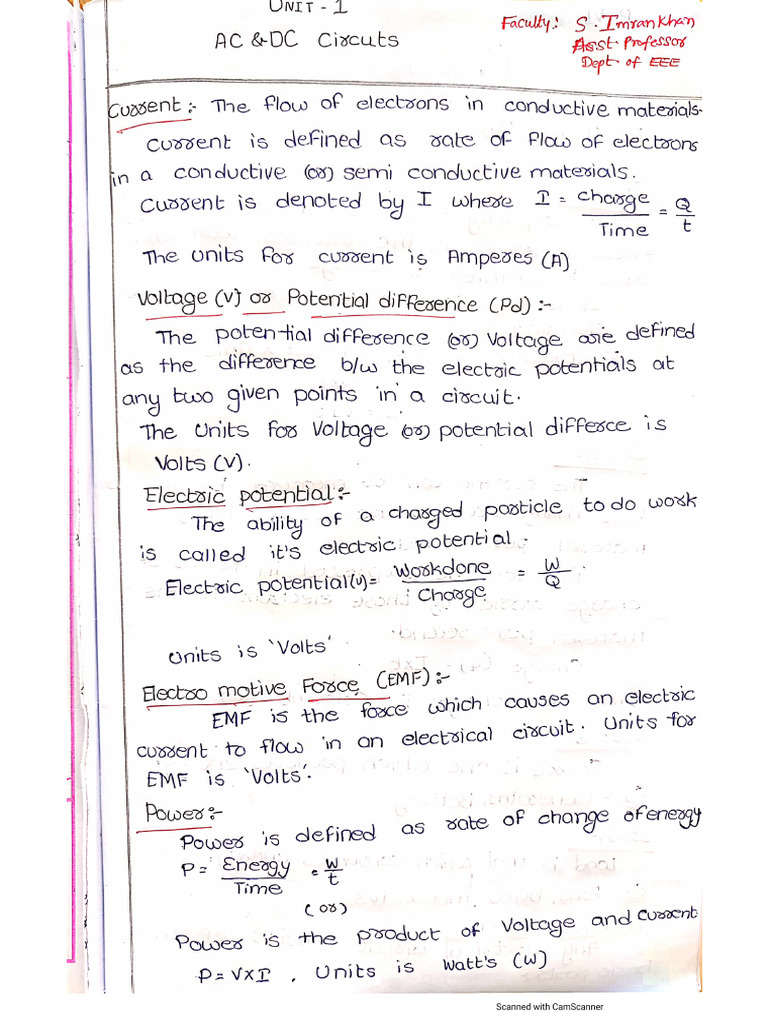 UNIT 1-BEEE (Electrical) | PDF