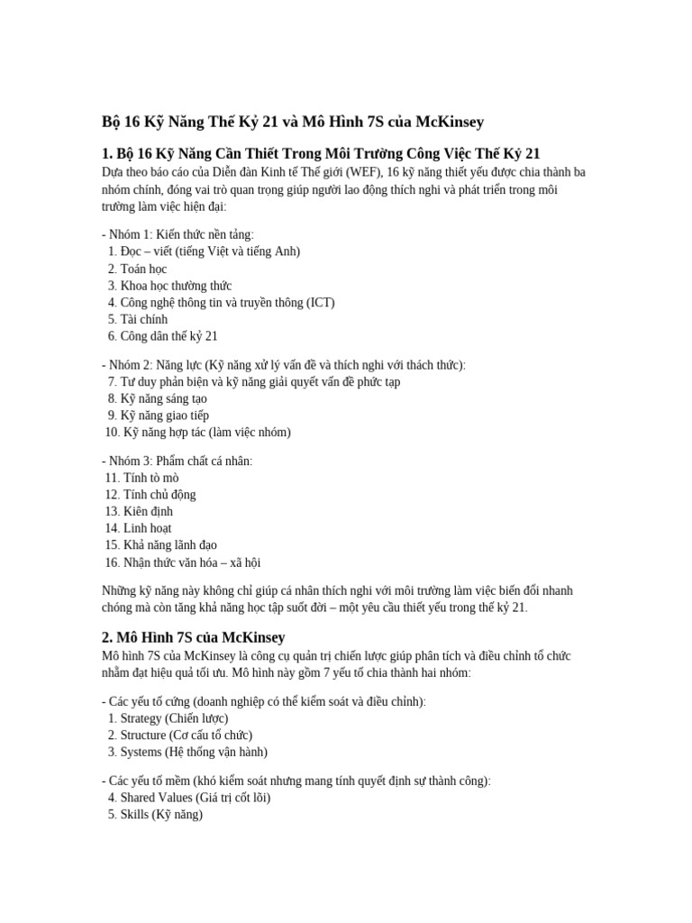 Bo 16 Ky Nang & Mo Hinh 7S | PDF