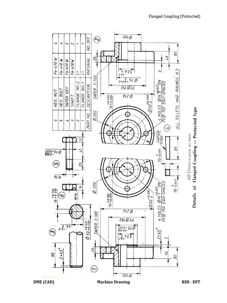 Flanged Coupling CAD Drawing | PDF