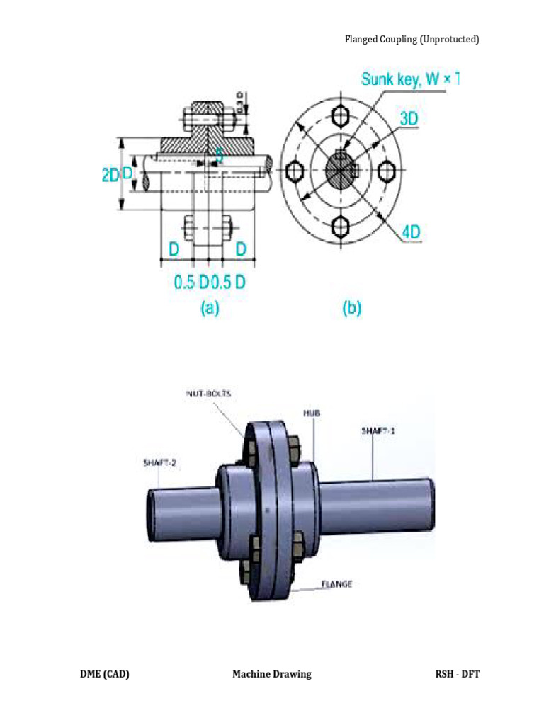 Flanged Coupling CAD Drawing | PDF