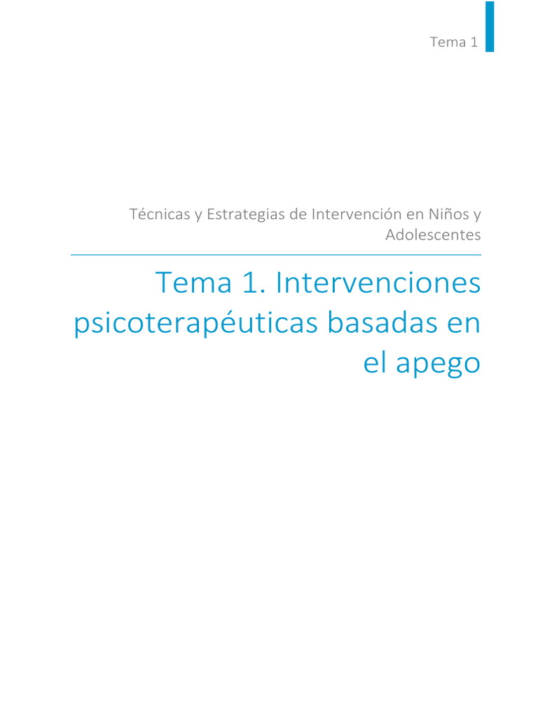 Tema 1 Intervenciones Psicoterapeuticas Basadas en El Apego | PDF | Teoría de apego | Comportamiento