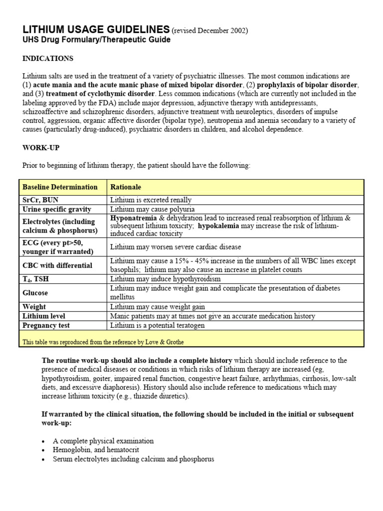 06-Lithium Use Guidelines | PDF | Dose (Biochemistry) | Chemistry
