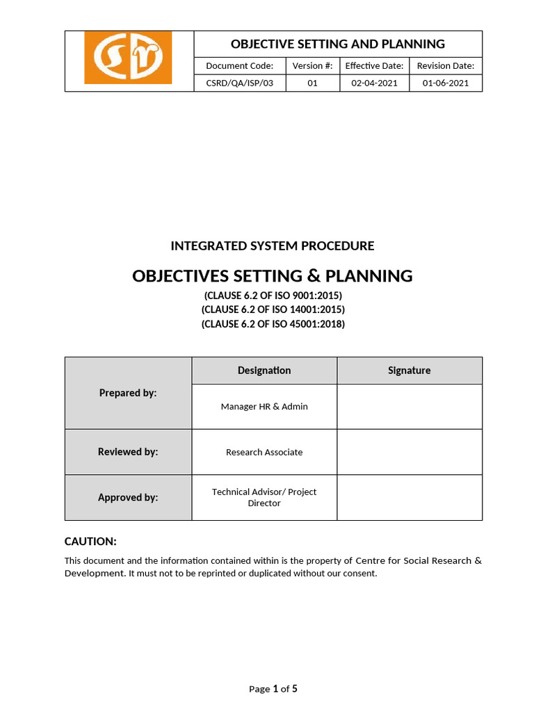 CSRD QA ISP 03 Objectives | PDF | International Organization For ...