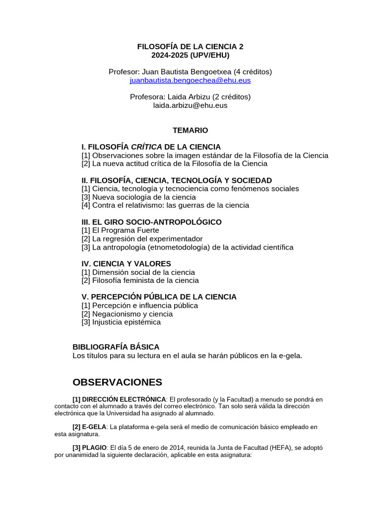 PROGRAMA DE FILOSOFÍA DE LA CIENCIA 2 (Añadidos) | PDF | Epistemología ...