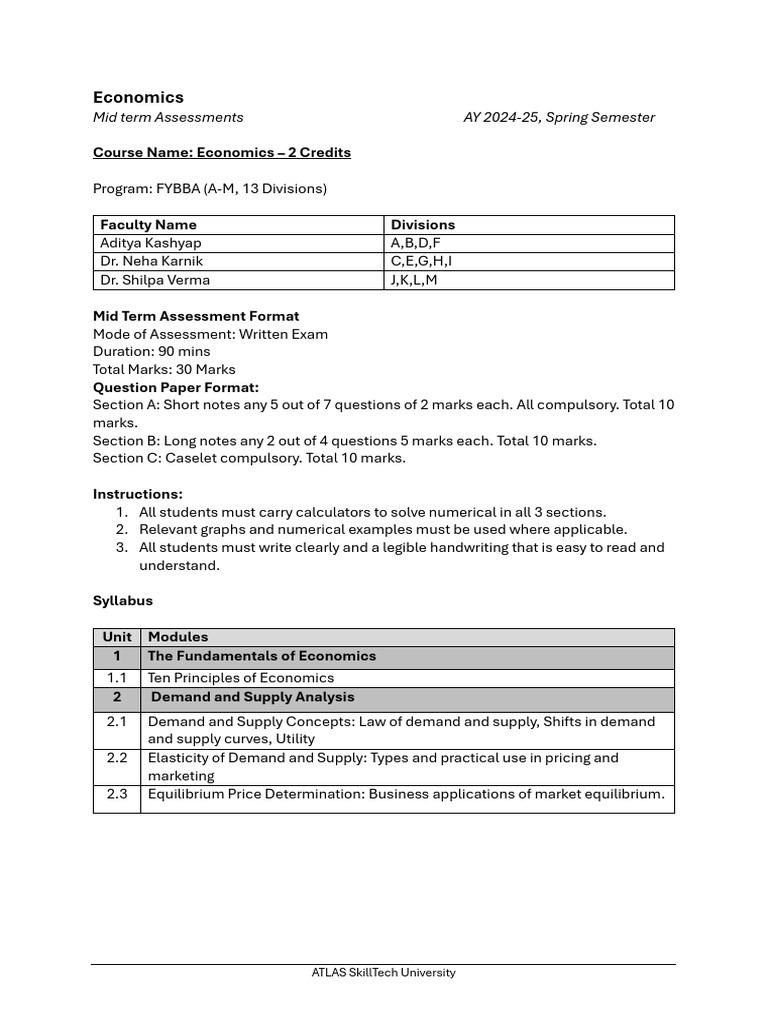 Economics Midterm Assessment Guide | PDF