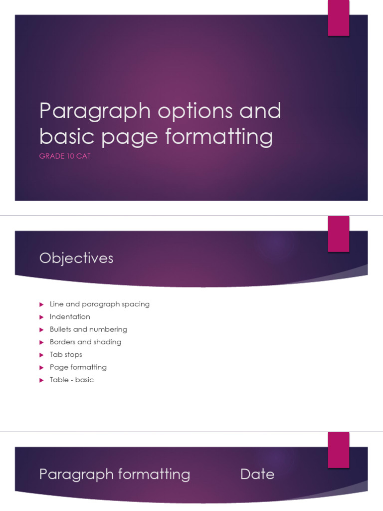 Word - paragraph options | PDF