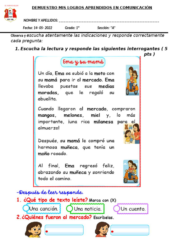 Exámenes Ii Uda 14 de Mayo de Comunicación y Personal Social 14632 Sol ...