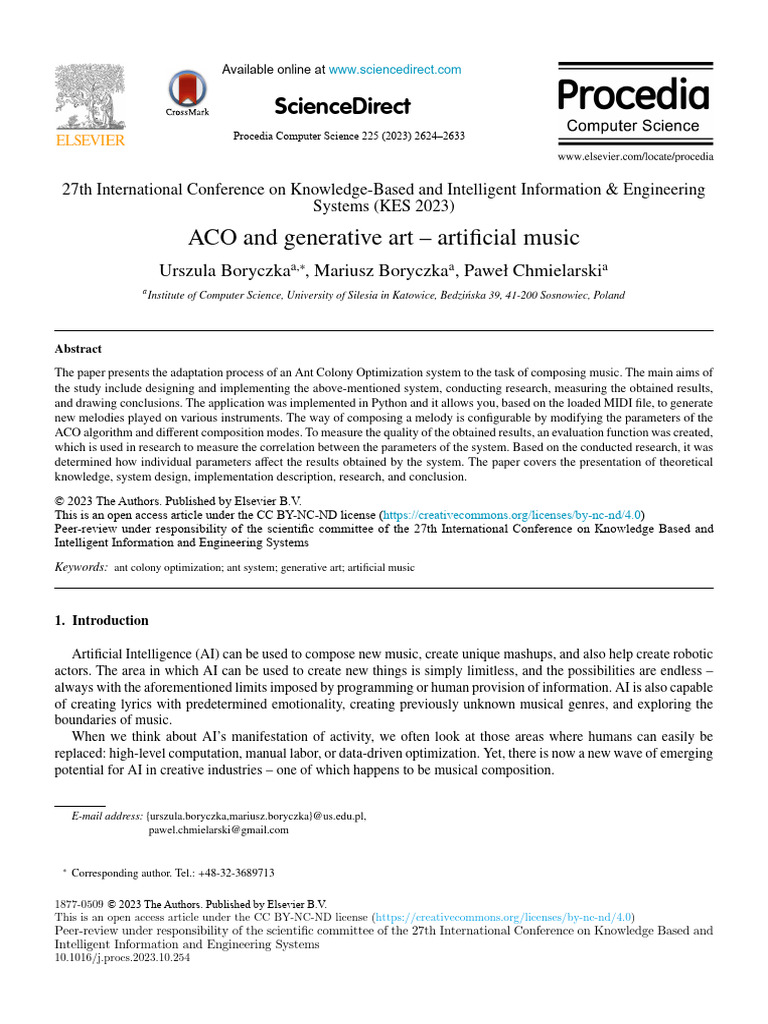 ACO and Generative Art - Artificial Music | PDF | Applied Mathematics