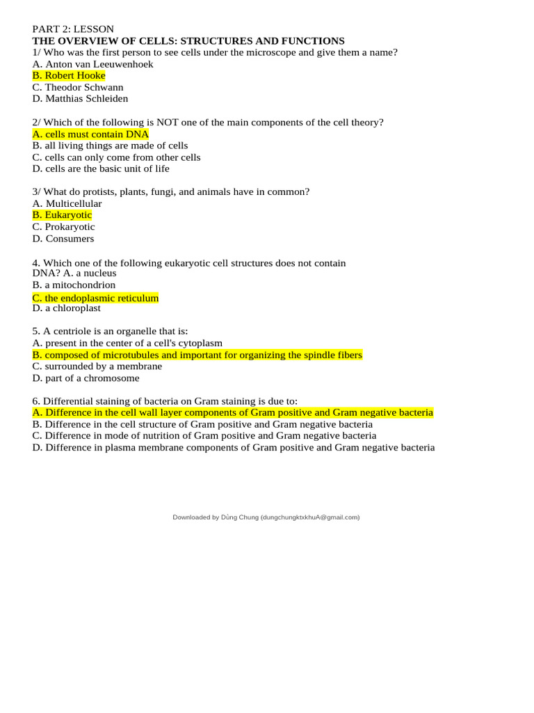 Bài tập trắc nghiệm SHPT | PDF | Cell Signaling | Signal Transduction