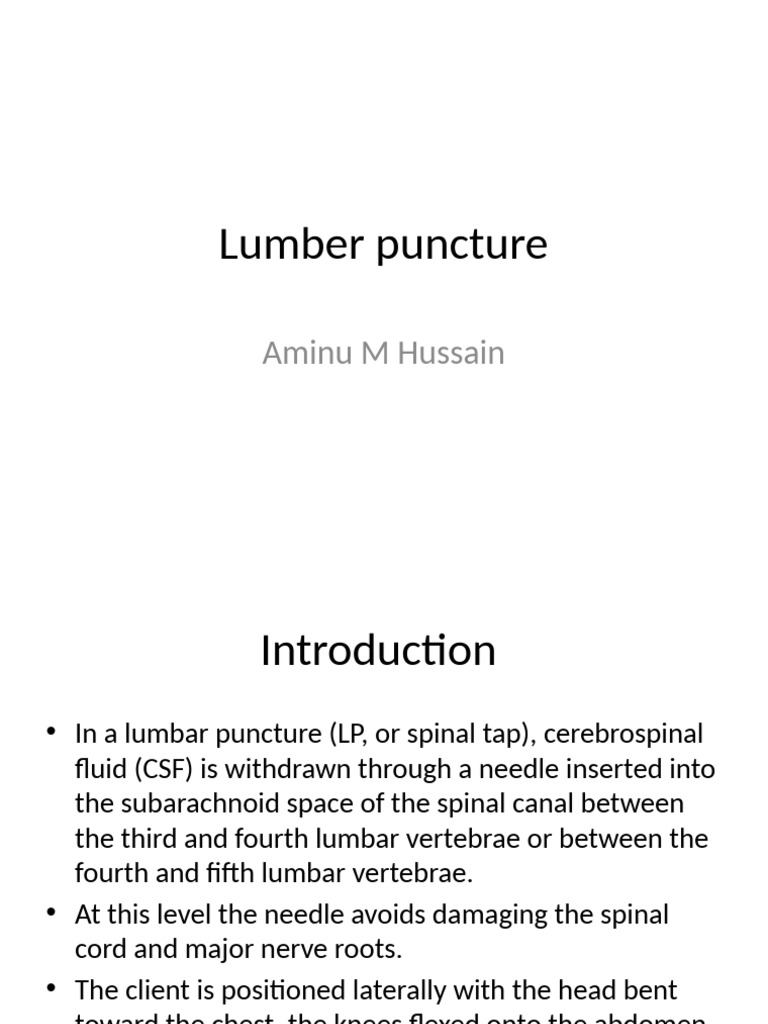 Lumber Puncture | PDF | Cerebrospinal Fluid | Meningitis