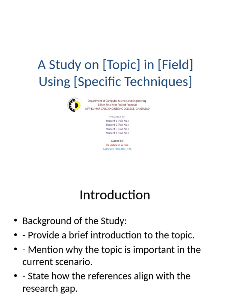 BTech Final Year Research Proposal Presentation | PDF