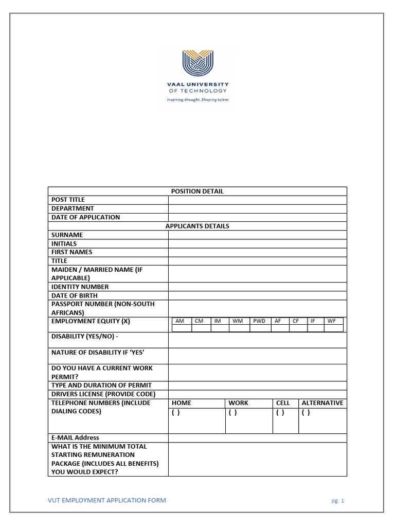 VUT Application For Employment Form Final 002 | PDF | Justice | Crime ...