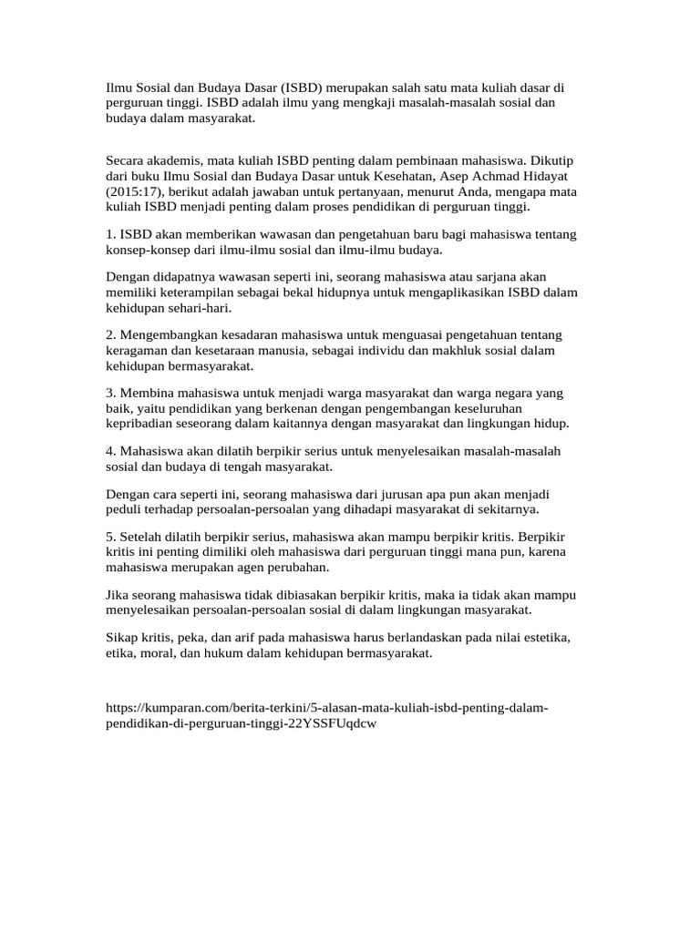 Diskusi 1 Ilmu Sosial Dan Budaya Dasar | PDF