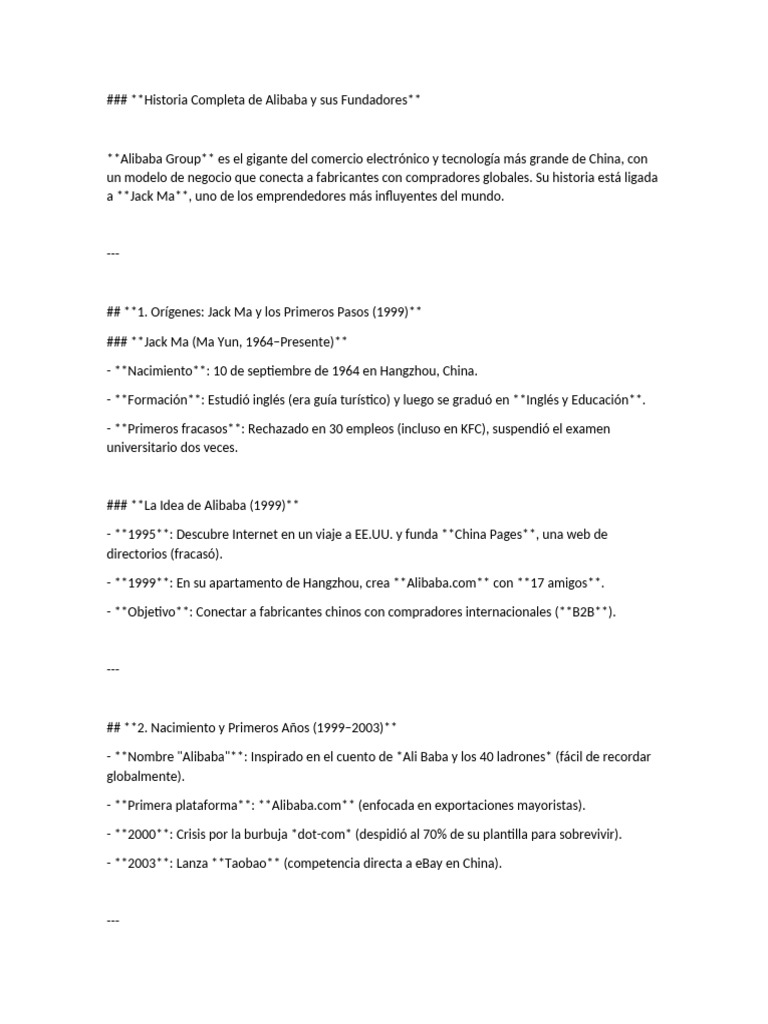 Historia Completa de Alibaba y Sus Fundadores | PDF | Grupo Alibaba ...