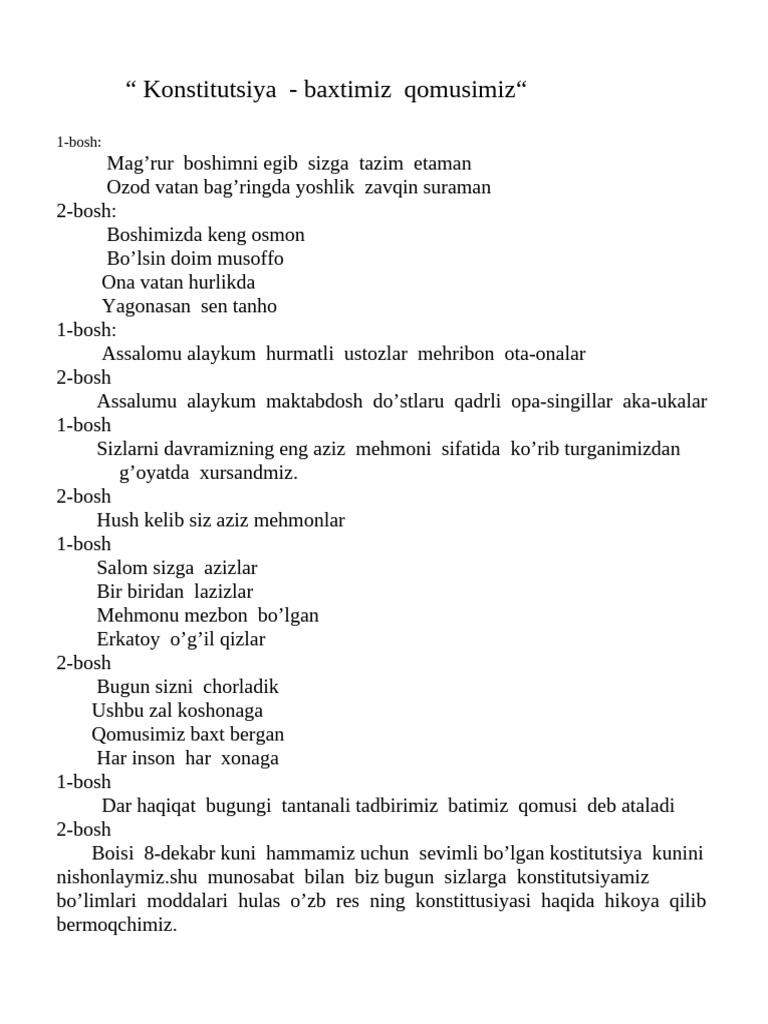 Konstitutsiya Tadbir Ssenariysi | PDF
