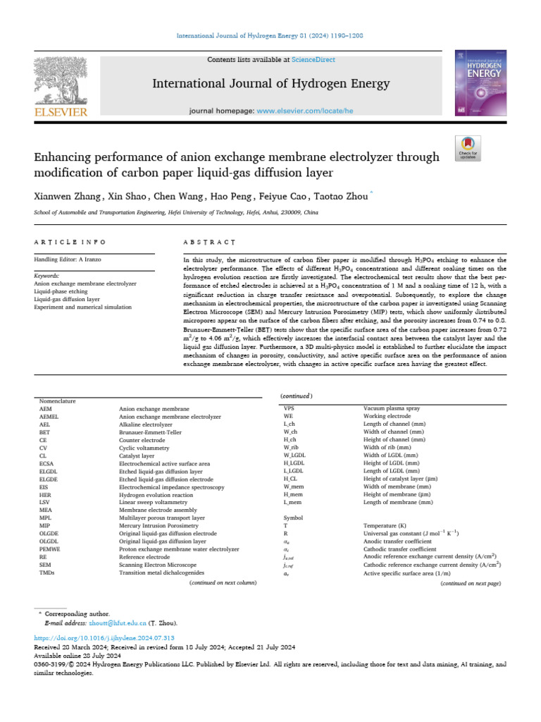 ++Enhancing performance of anion exchange membrane electrolyzer through ...