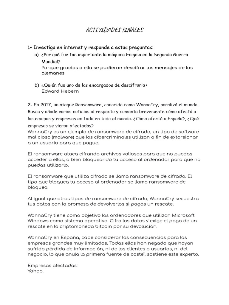 Actividades Finales Tema 9 | PDF