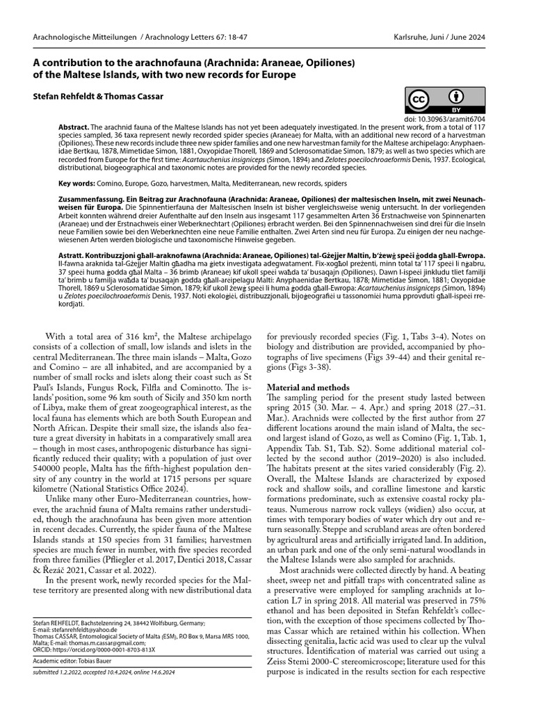 17805_Rehfeldt_&_Cassar_2024_Ara_67_18_47 | PDF | Malta | North Africa