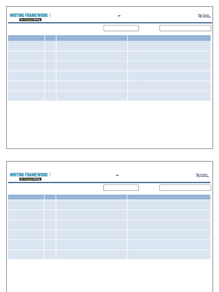 Writing Framework For Paragraph Writing 1 - Word Test | PDF