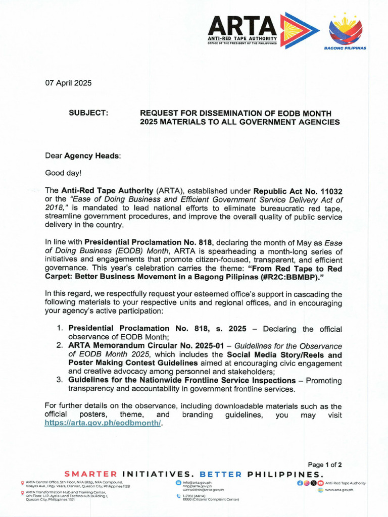 ARTA 2025 Guidelines for Frontline Inspections | PDF | Logos