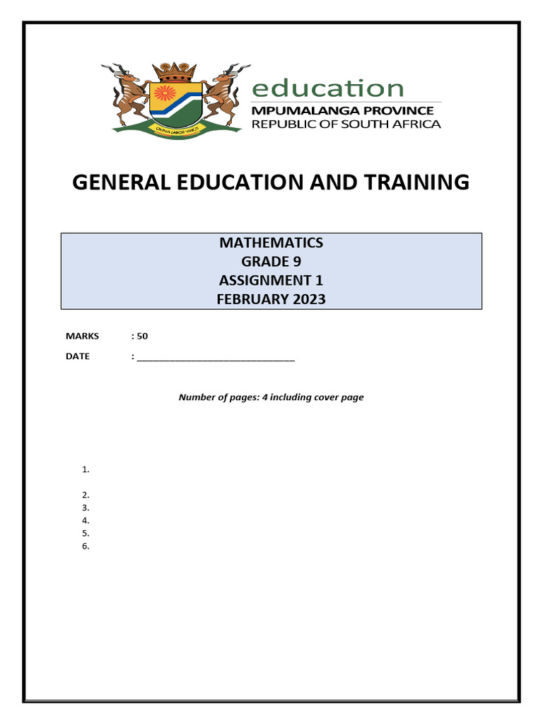Grade 9 Assignment 1 (2) 2 | PDF | Numbers | Ratio
