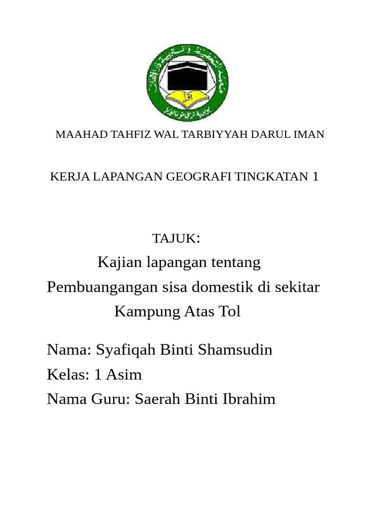 Syafiqah Kerja Lapangan | PDF